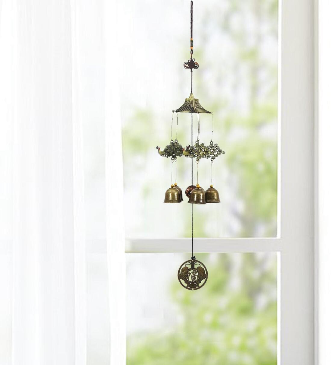 Buy Hanging Peacock Gold Windchime at 100% OFF by @home | Pepperfry