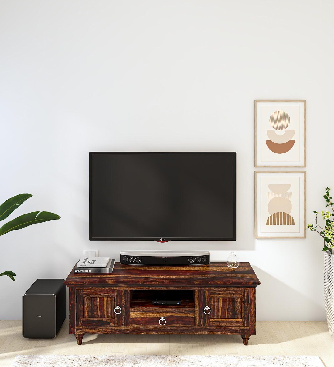 Buy Harleston Sheesham Wood TV Console in Provincial Teak Finish for ...