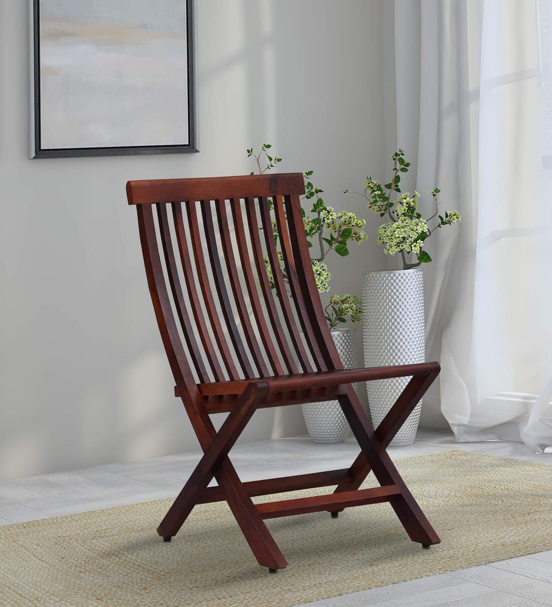 Buy Siegen Sheesham Wood Folding Chair in Honey Oak Finish (Set of 2 ...