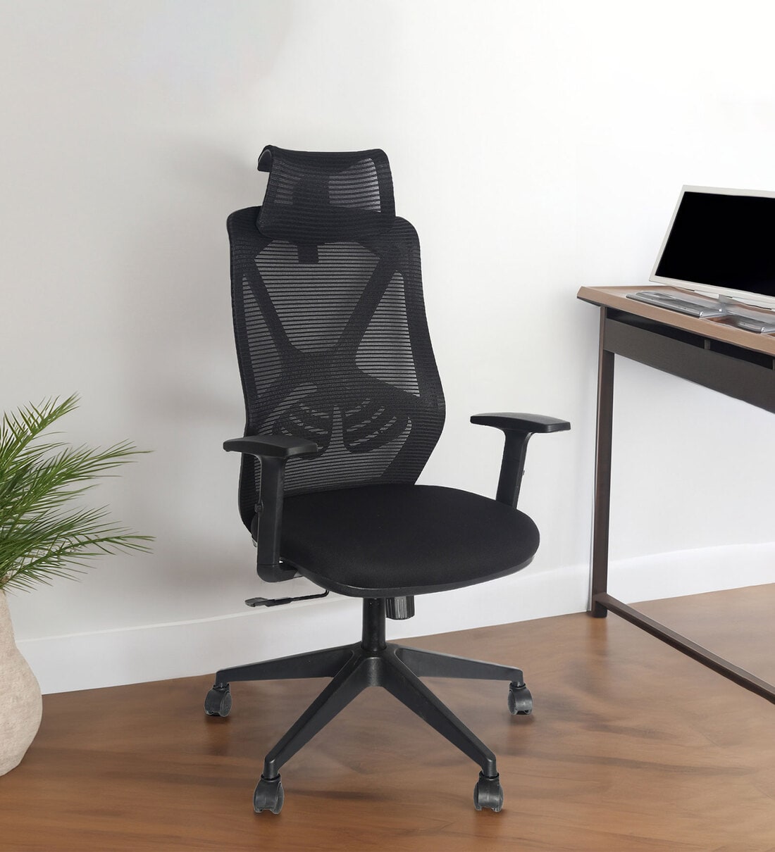 Buy Hawk Breathable Mesh High Back Ergonomic Chair In Black Colour With ...