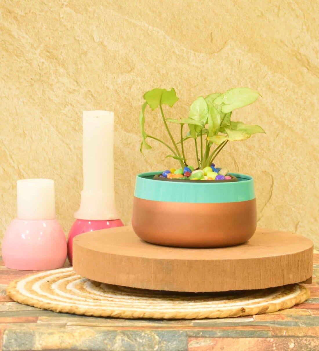 Buy Hazel Iron Copper Desk Pot at 11% OFF by Sone Key Chidiya | Pepperfry
