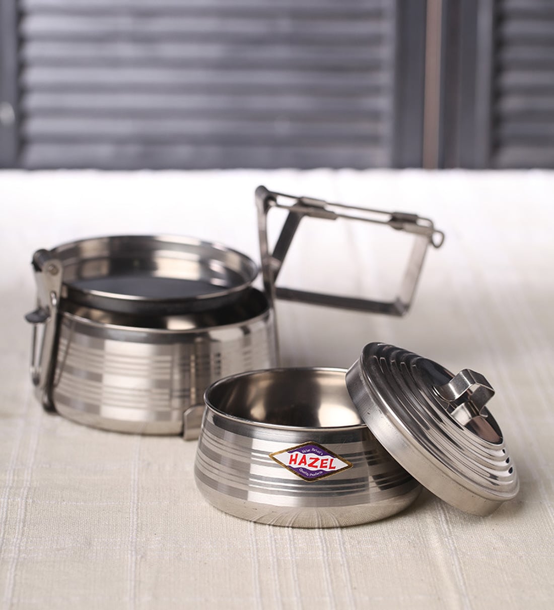 Buy Stainless Steel 500 ML Tiffin box - Set Of 2 by Hazel Online ...