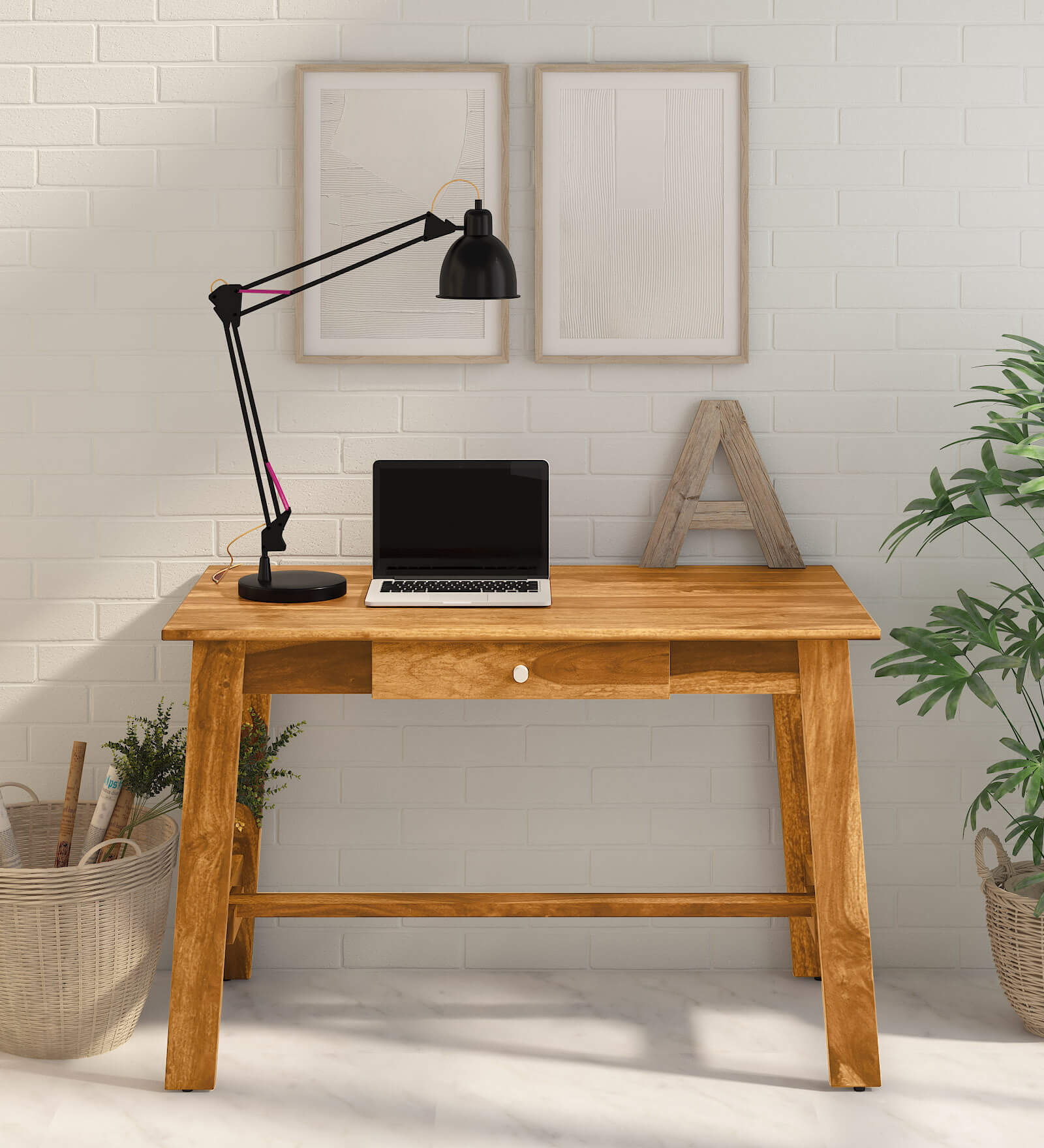 Buy Haarlem Sheesham Wood Writing Table In Scratch Resistant Rustic ...