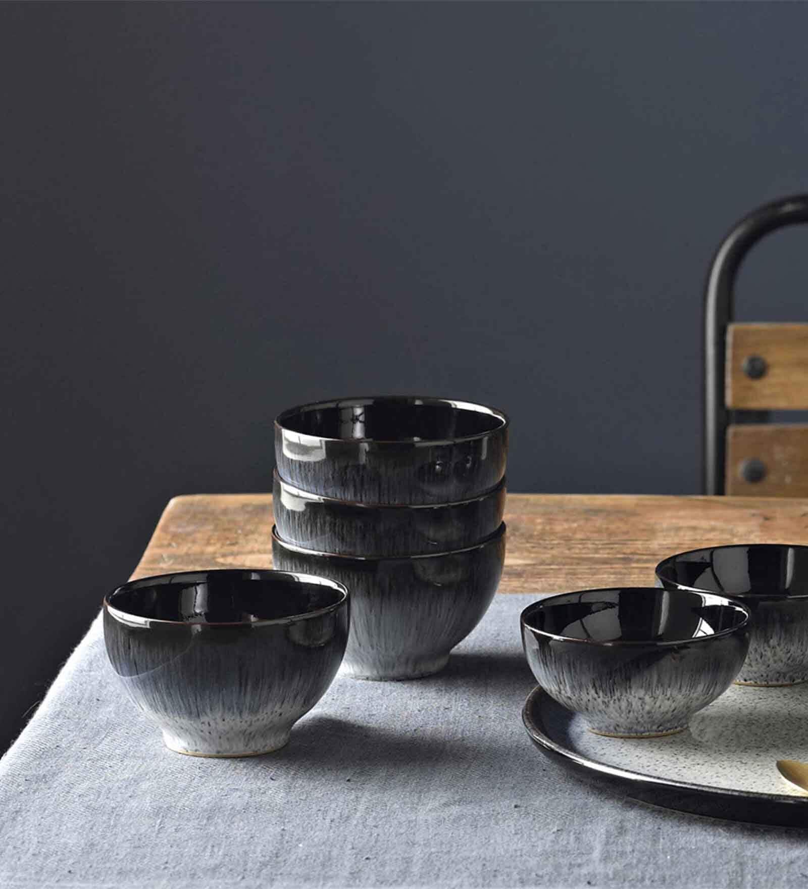 Buy Denby Halo Black & White 310 Ml Stoneware (Set Of 4) Dinner Bowl at ...