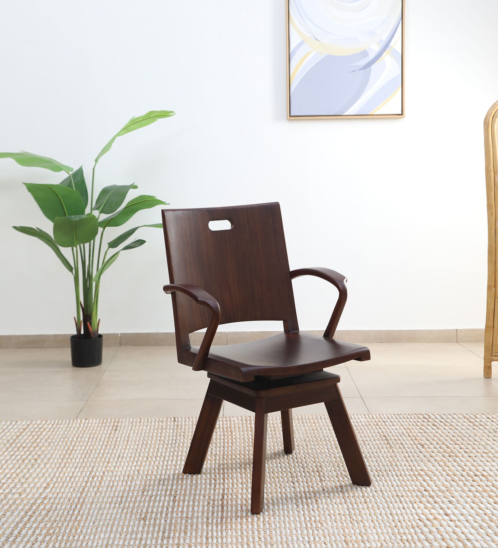 Buy Hamilton Solid Wood Executive Chair in Walnut Finish With 360 ...