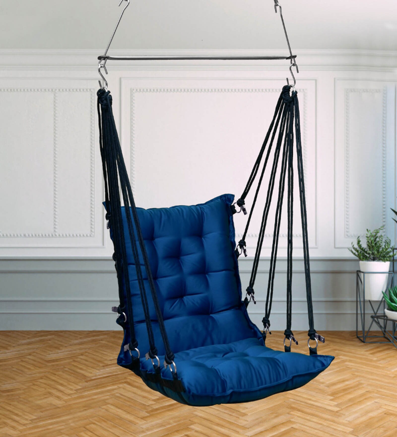 Buy Fabric Swing in Blue & Black Colour at 73% OFF by Patiofy | Pepperfry
