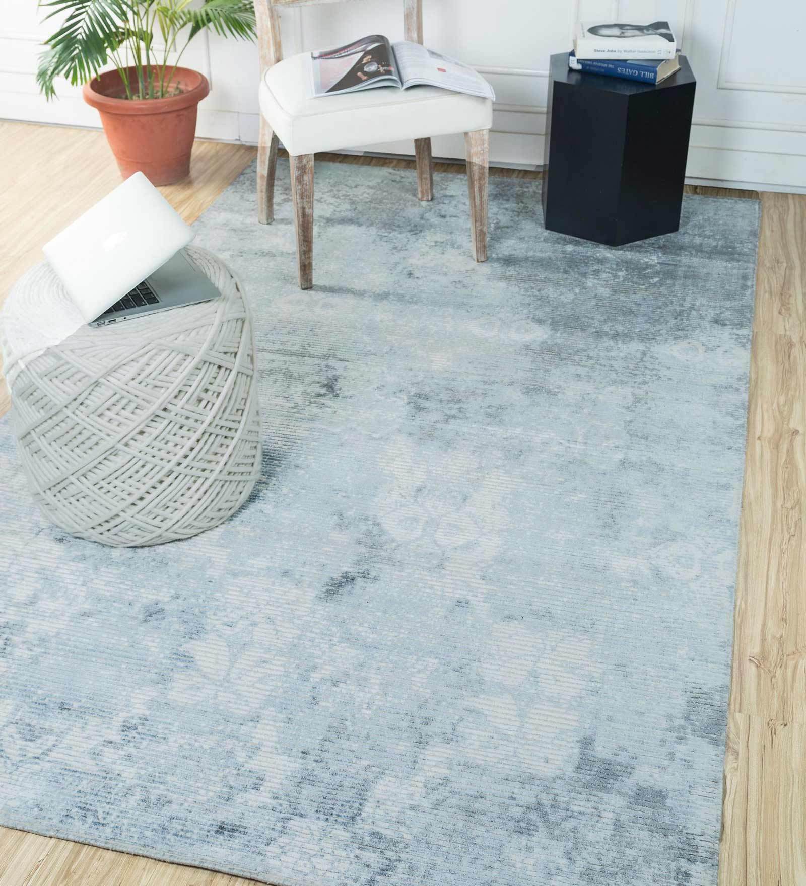 Buy Washed-out Pattern Viscose Hand Woven 5 x 8 Feet Carpet by Jaipur ...