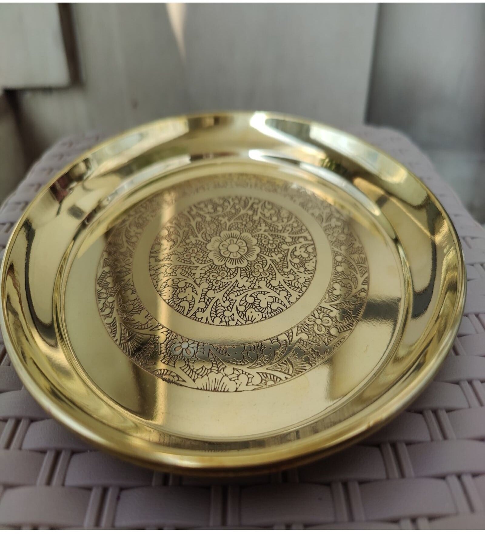 Buy Handcrafted Golden Brass Pooja Thali Set of 2 at 33% OFF by ...
