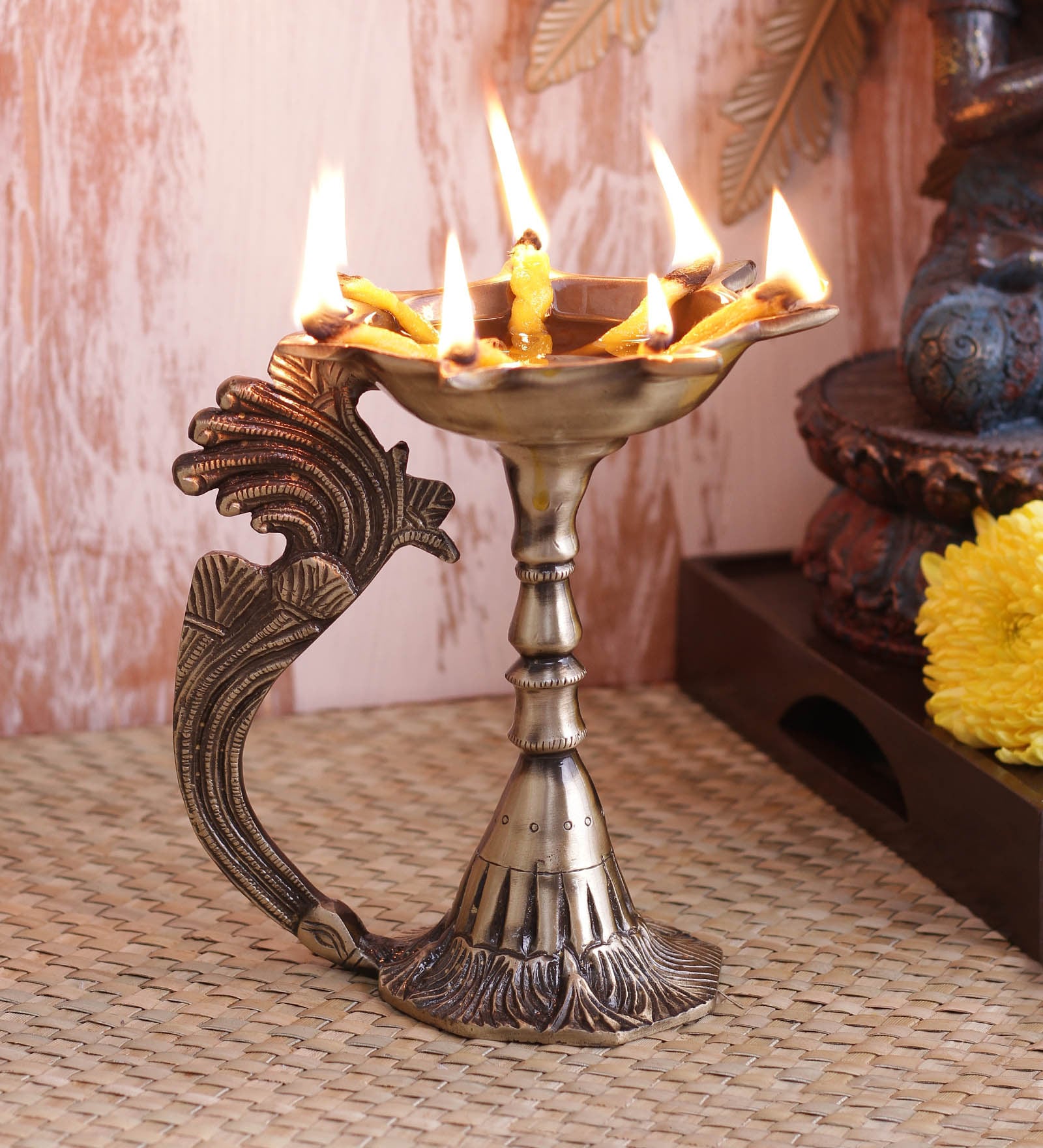 Buy Acharya Aarti Diya in Brown by Handecor Online - Diyas - Diyas ...
