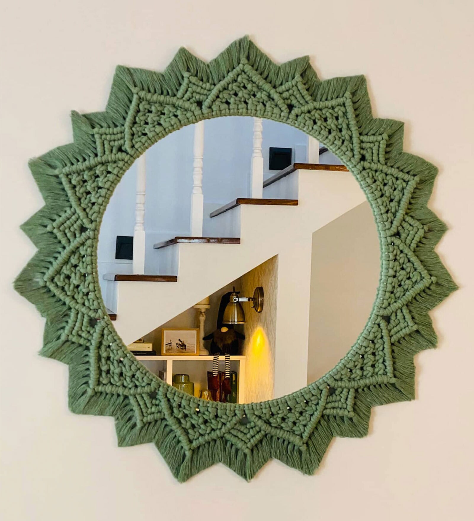 Buy Handmade Macrame Wall Mirror In Green By Kaahira at 14% OFF by ...