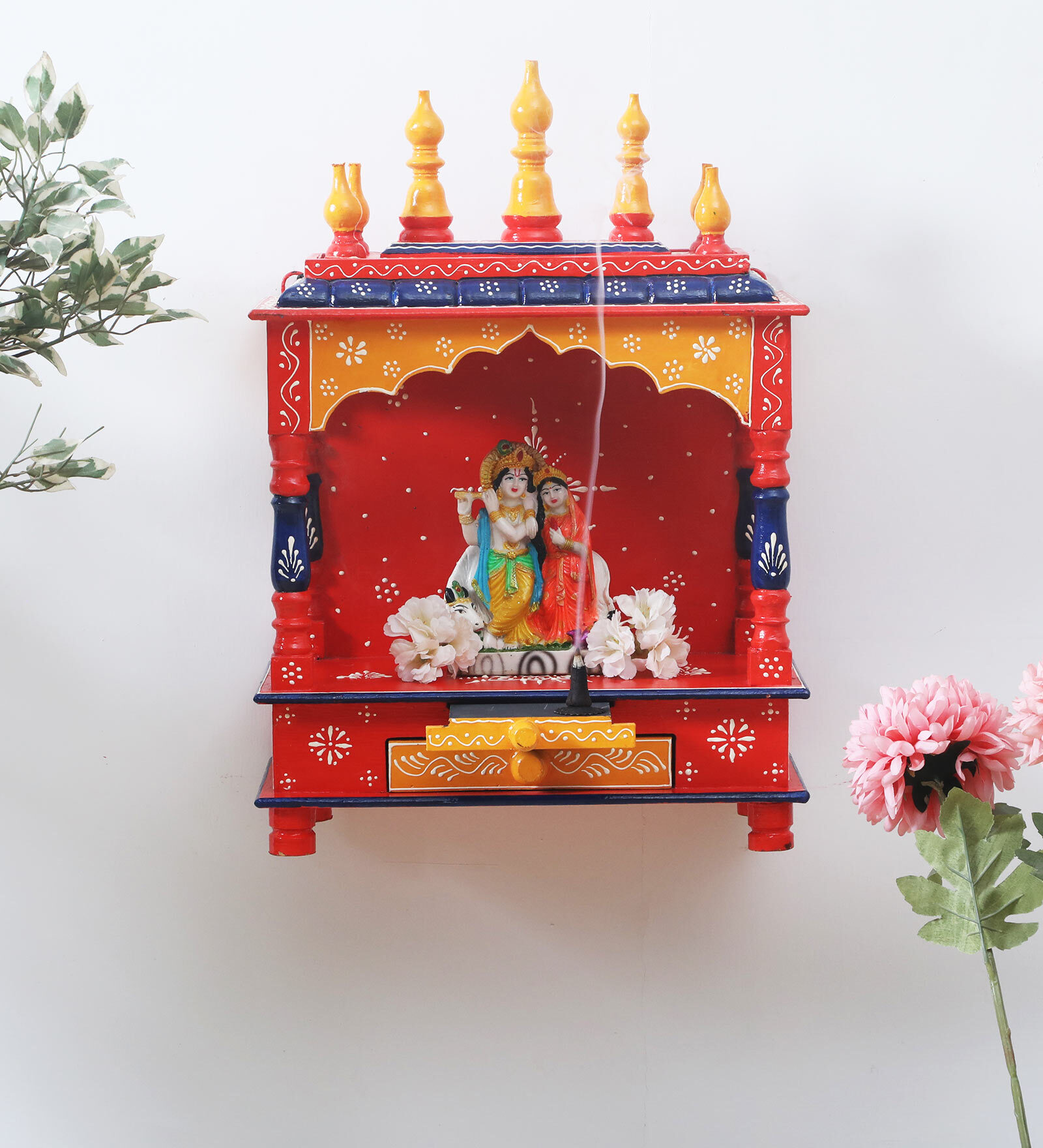 Buy Handmade Red Mango Wood And MDF Pooja Mandir at 33% OFF by Home ...