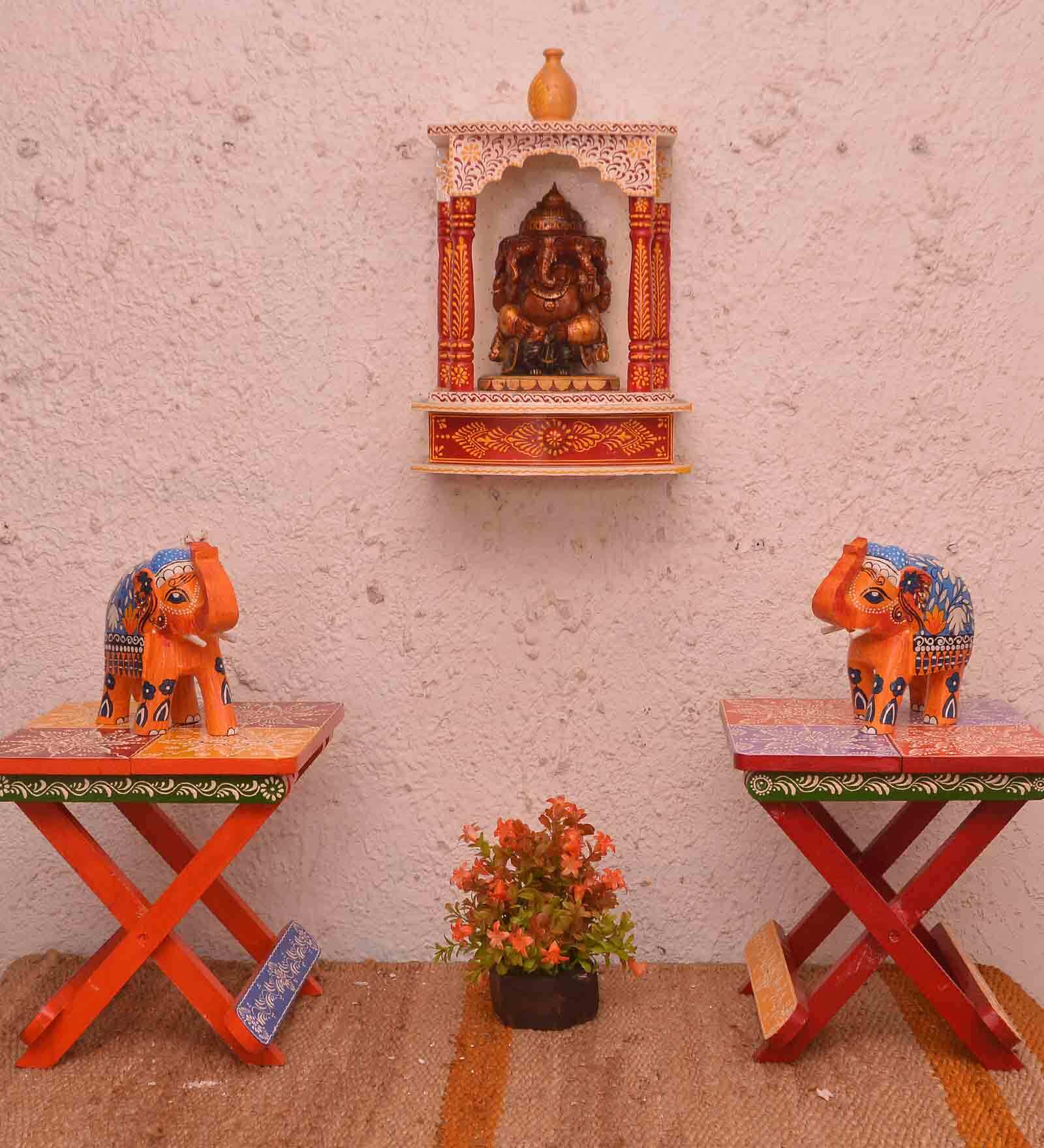 Buy White And Carved Wood Wall Mounted Mandir Without Door at 20% OFF ...