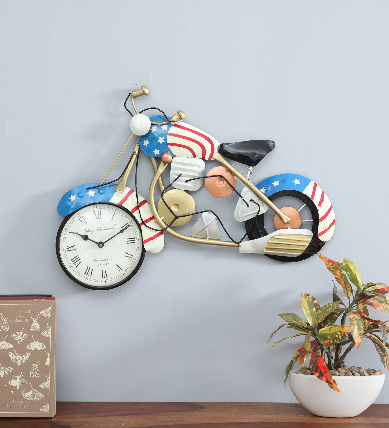 Buy Handpainted Bike Multicolour Iron Wall Clock at 20% OFF by Ujjwal ...