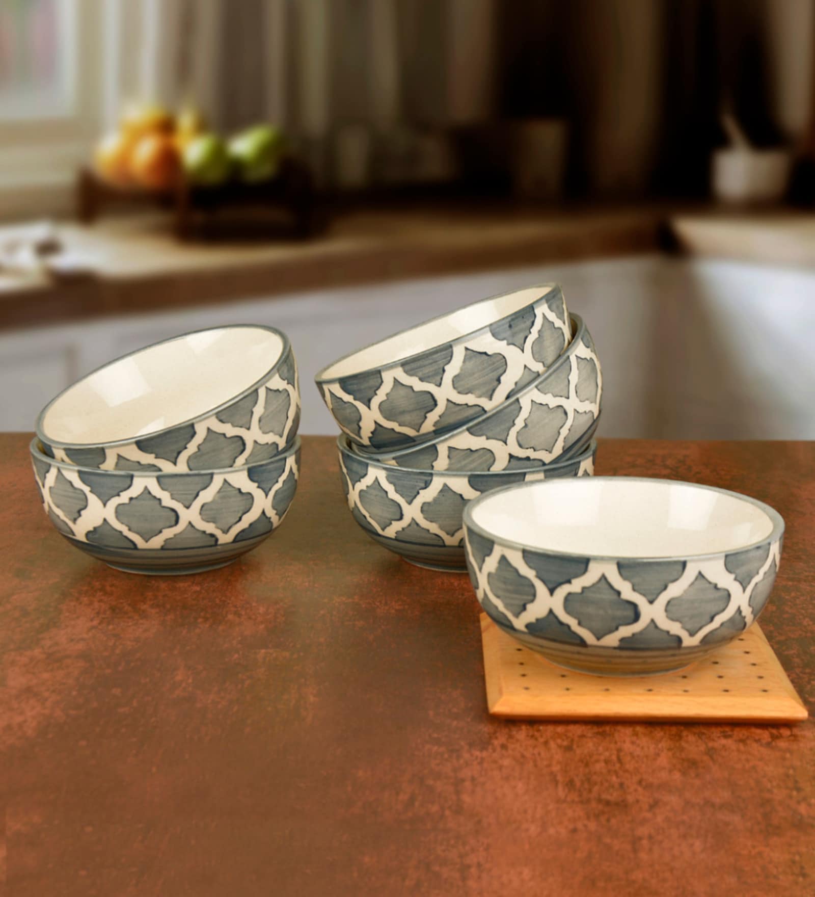 Buy Handpainted Ceramic Serving Bowls Set of 6 at 47% OFF by StyleMyWay ...
