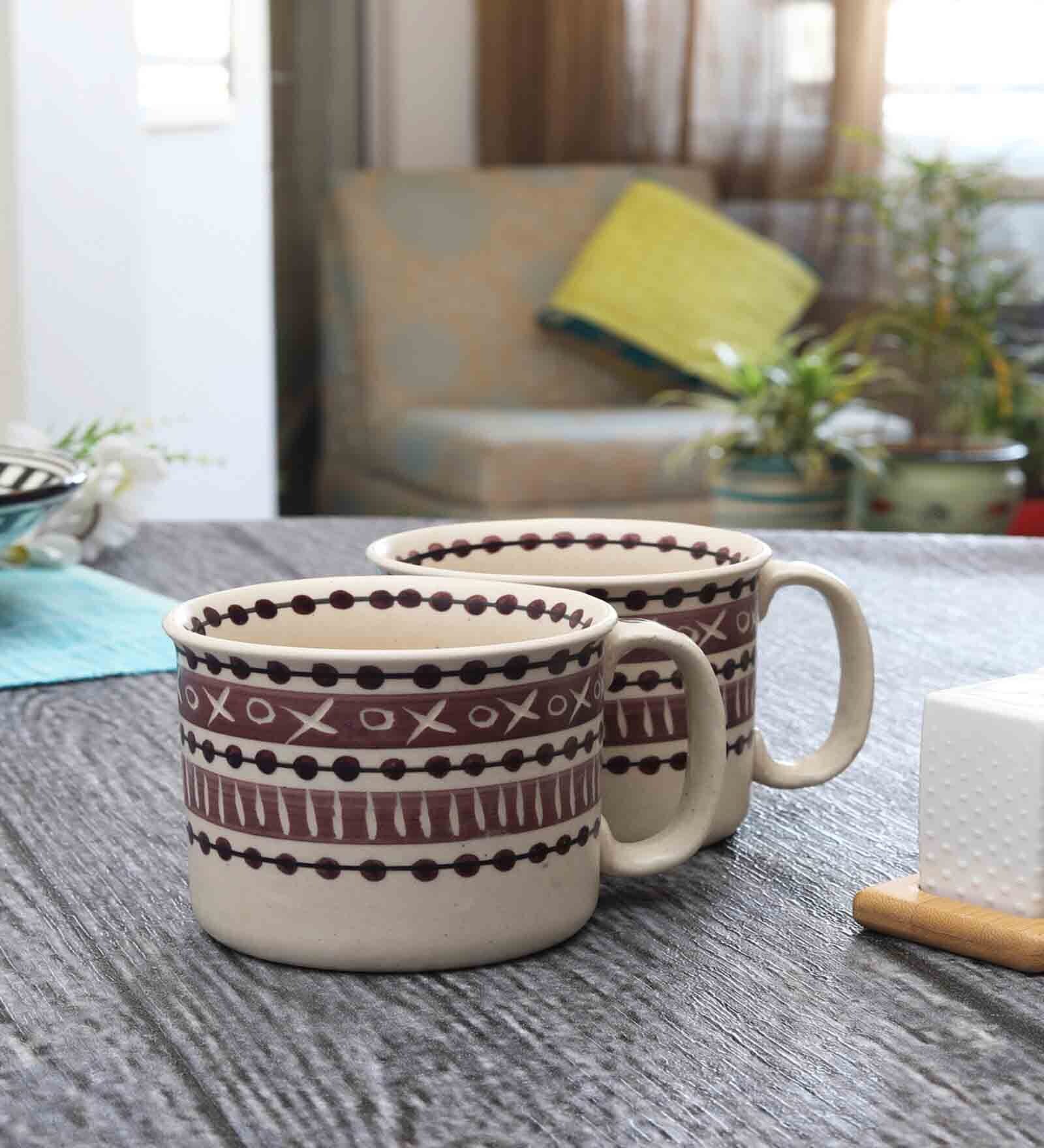 Buy HandPainted Funky 500ml Pink (Set of 2) Ceramic Coffee Mug at 44% ...