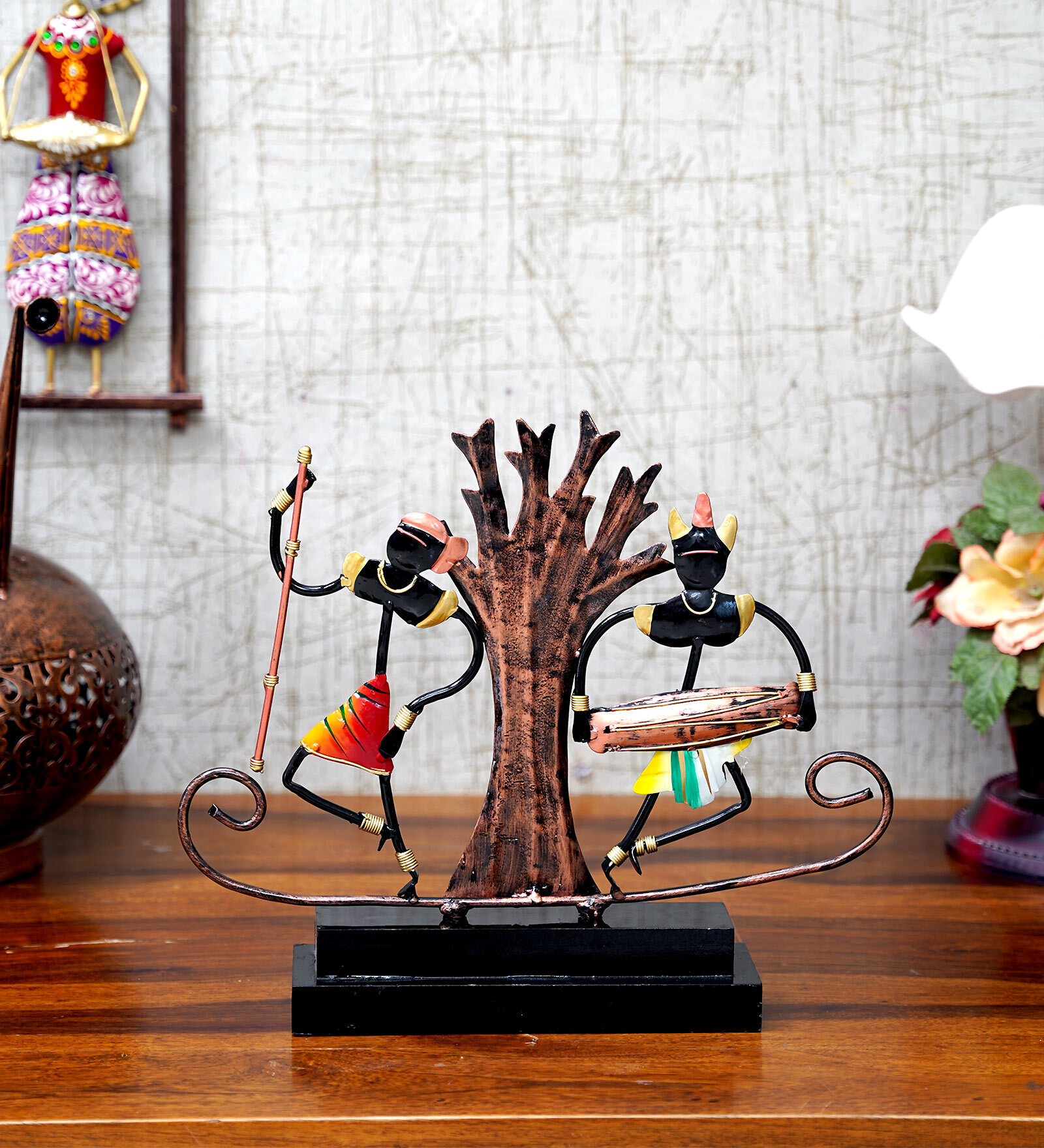 Buy Handpainted Tribal Anzu Couple Metallic Showpiece at 30% OFF by ...