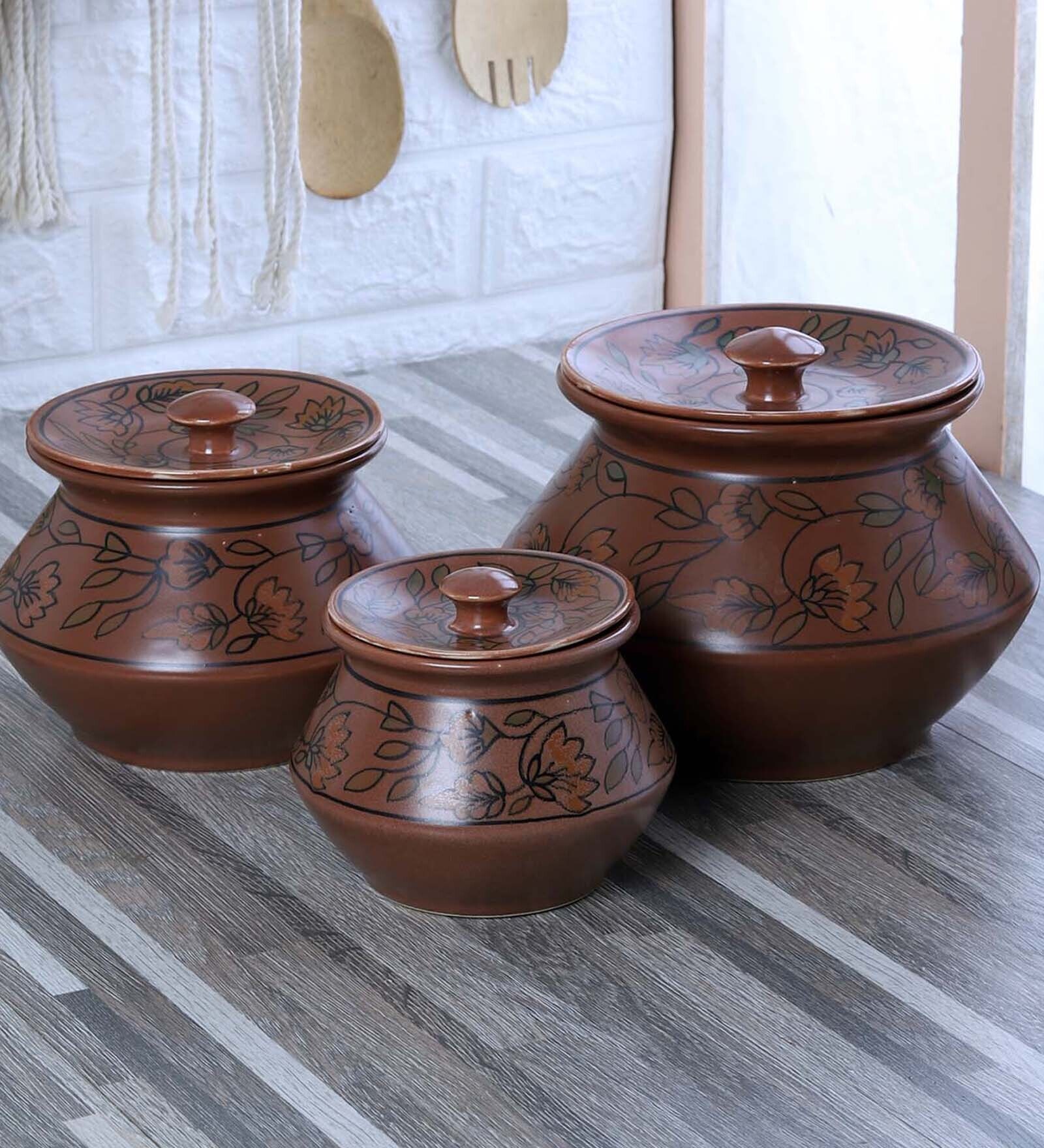 Buy Handprinted (Set of 3) Ceramic Serving Handi at 22% OFF by Cdi ...
