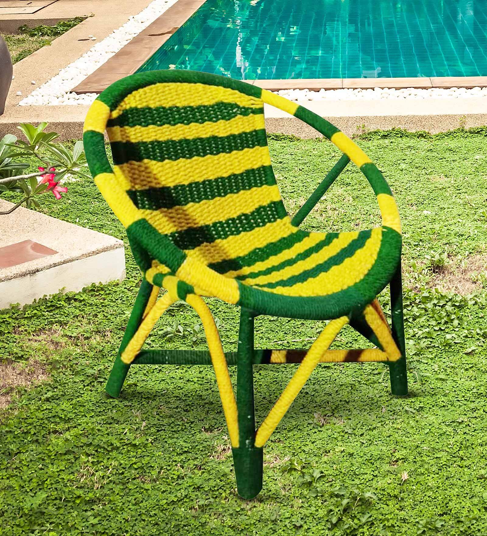 Buy Hand Wicker Arm Chair in Yellow & Green Colour at 100% OFF by IRA ...