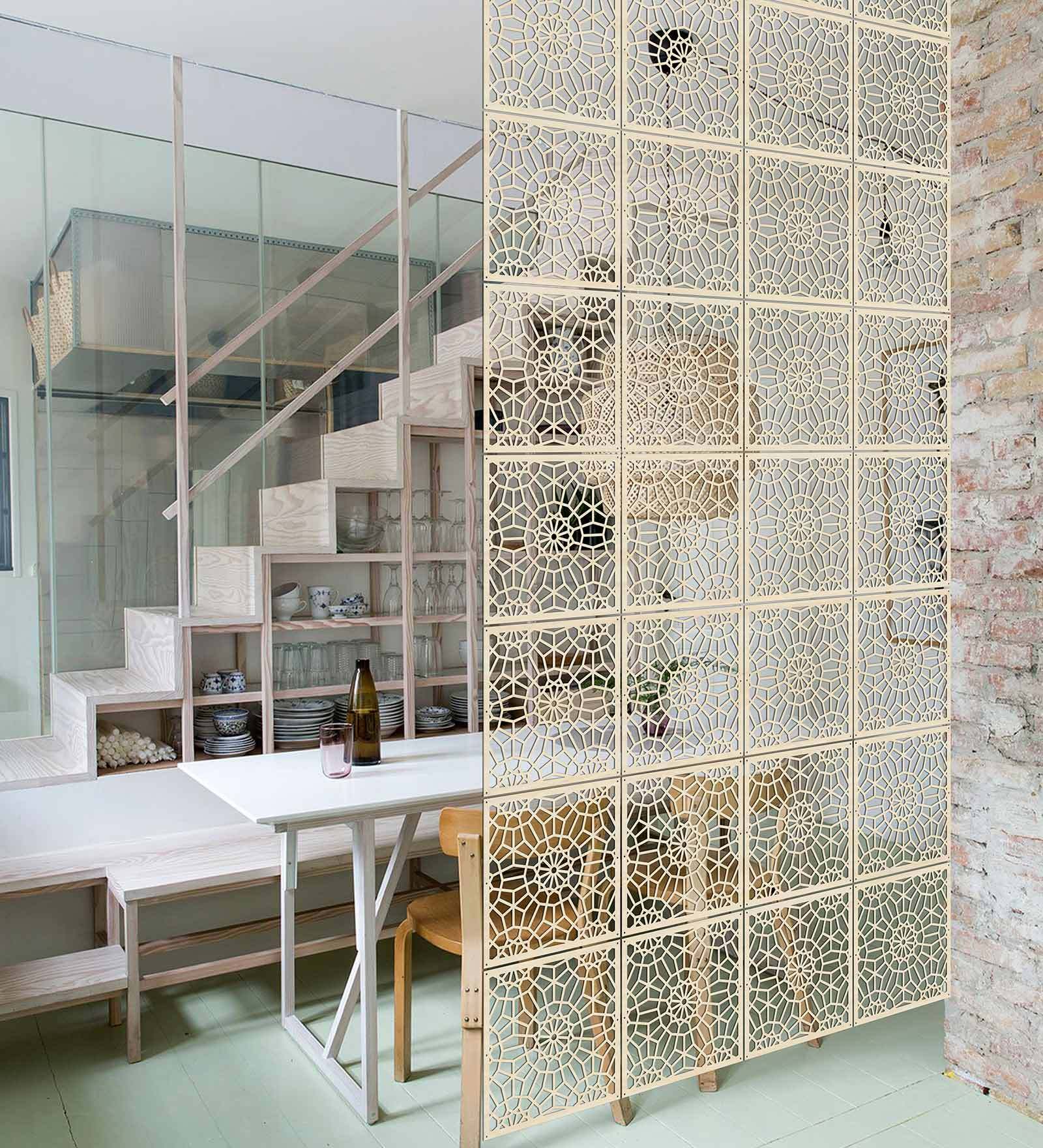 Buy Mdf Engineered Wood Vosges Hanging Room Divider In Brown Colour at ...