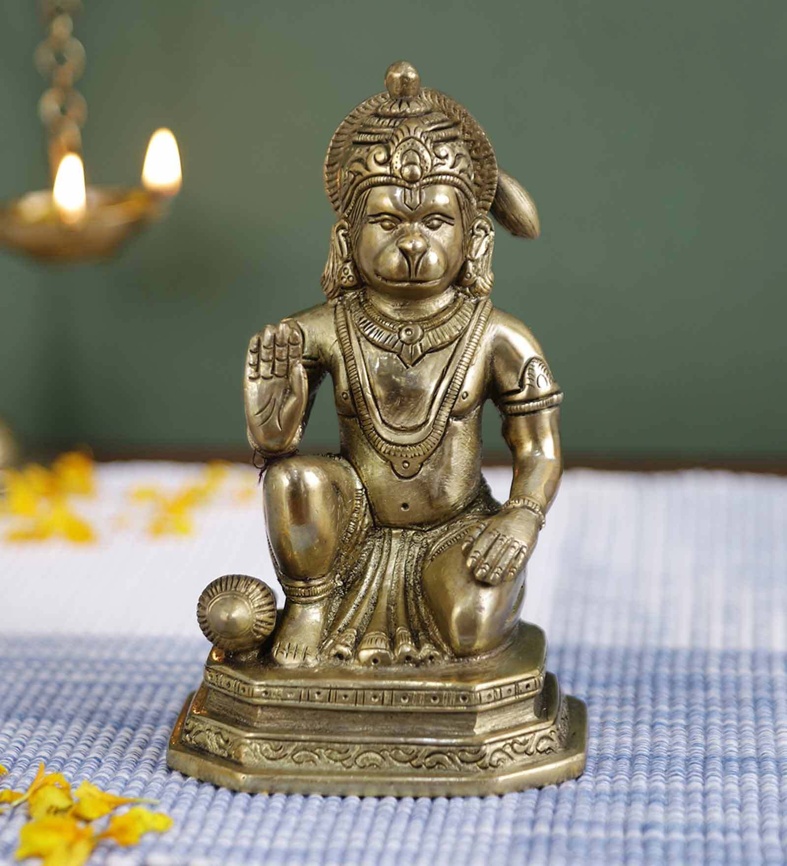 Buy Hanuman Golden Brass Religious Idol by Imli Street at 24% OFF by ...