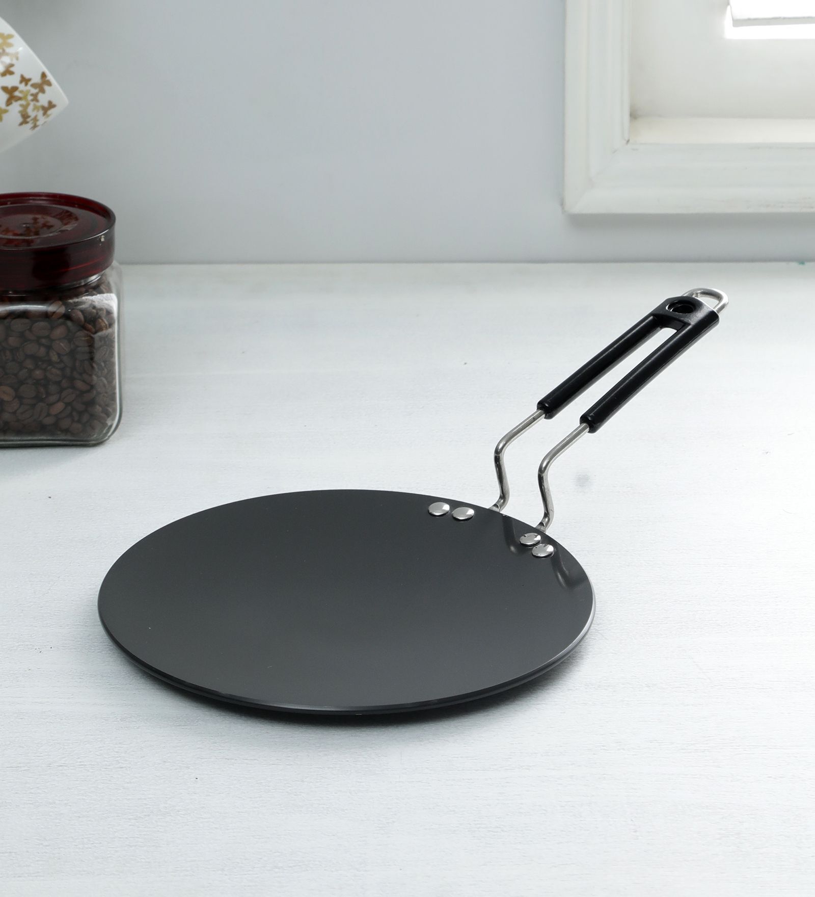 Buy Black Aluminium 4 Mm Rod Hard Anodized Non-Stick Chapati Tawa With ...