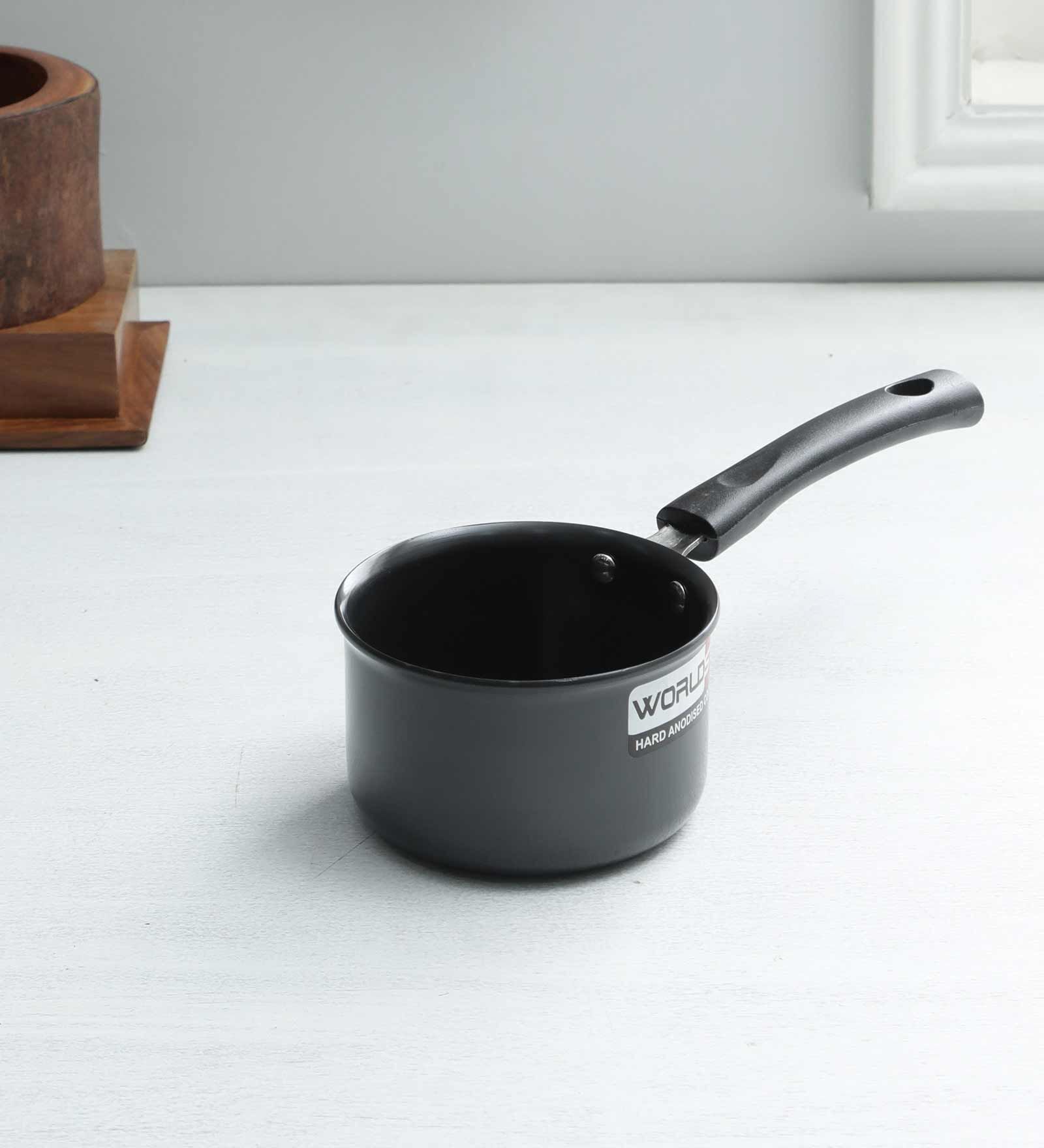 Buy Black Aluminium 3Mm Hard Anodized Non-Stick Tapper Sause Pan With ...