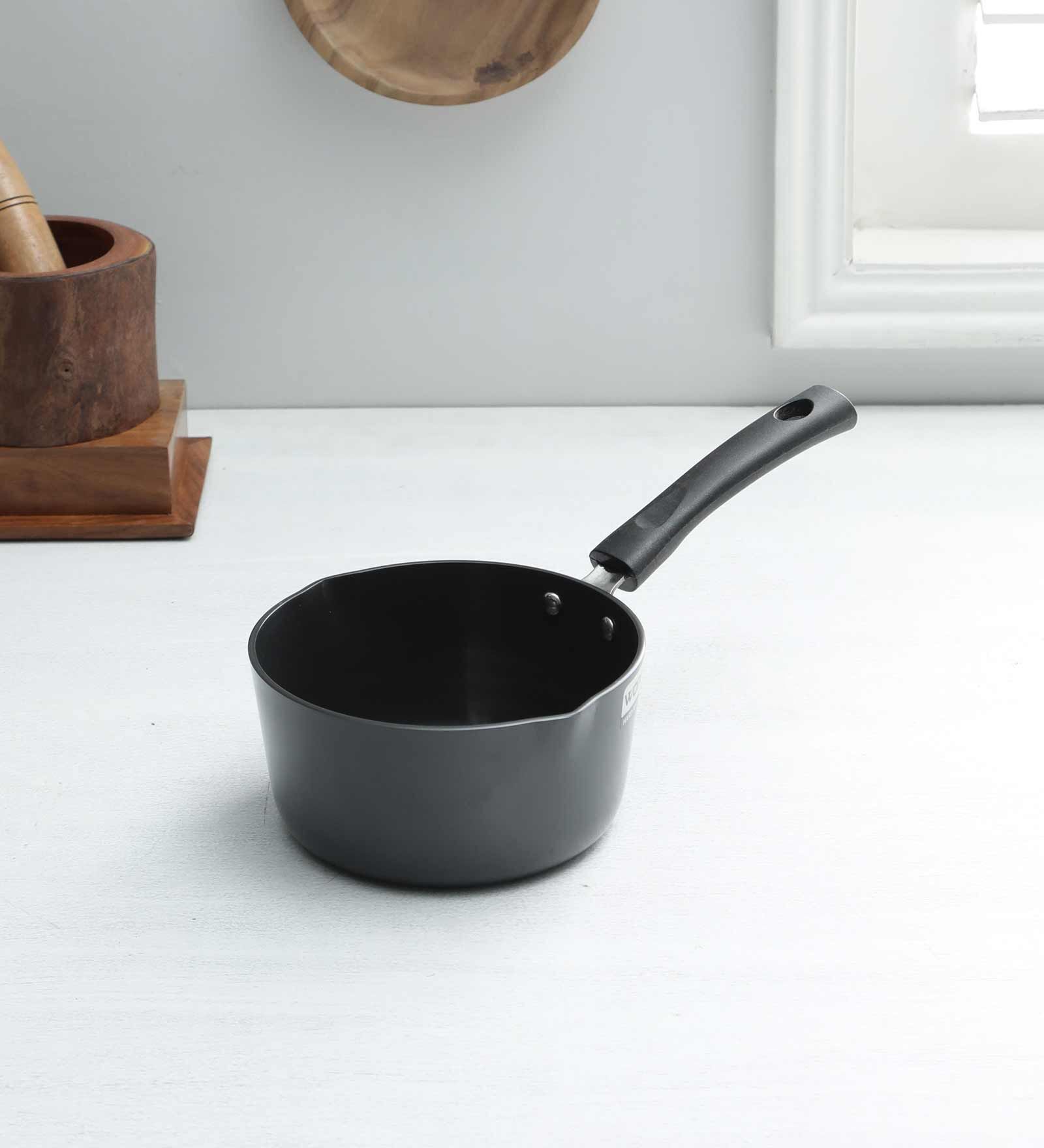 Buy Black Aluminium 3Mm Hard Anodized Non-Stick Tapper Sause Pan With ...