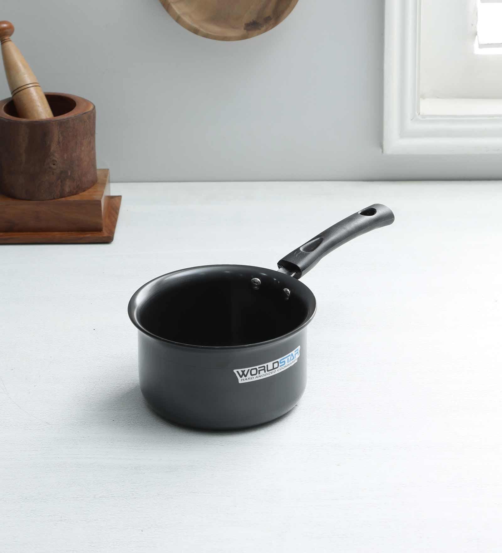 Buy Black Aluminium 3Mm Hard Anodized Non-Stick Sause Pan With Handle ...