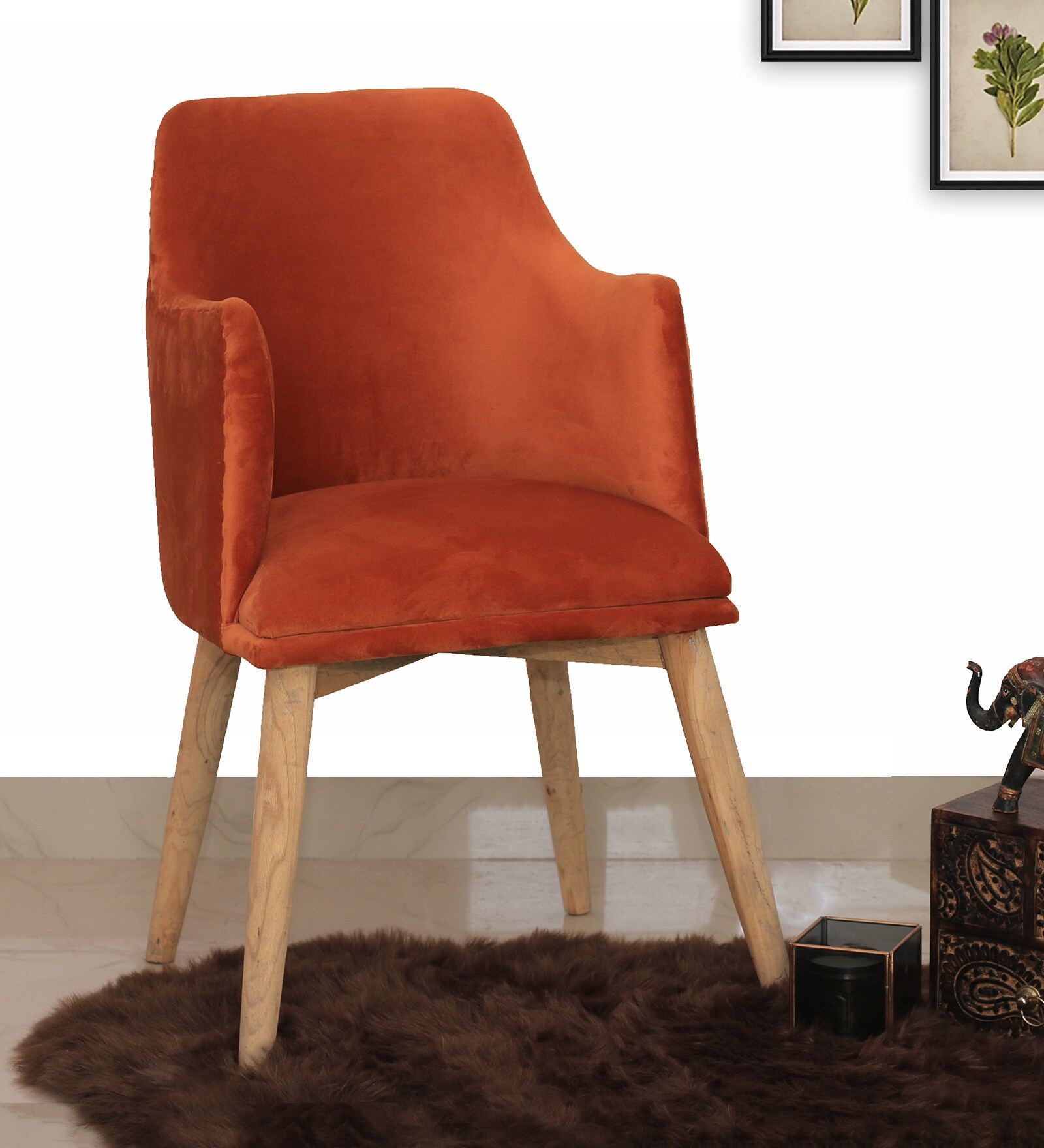 Buy Harley Arm Chair in Rust Colour by Make Home Happy Online - Arm ...