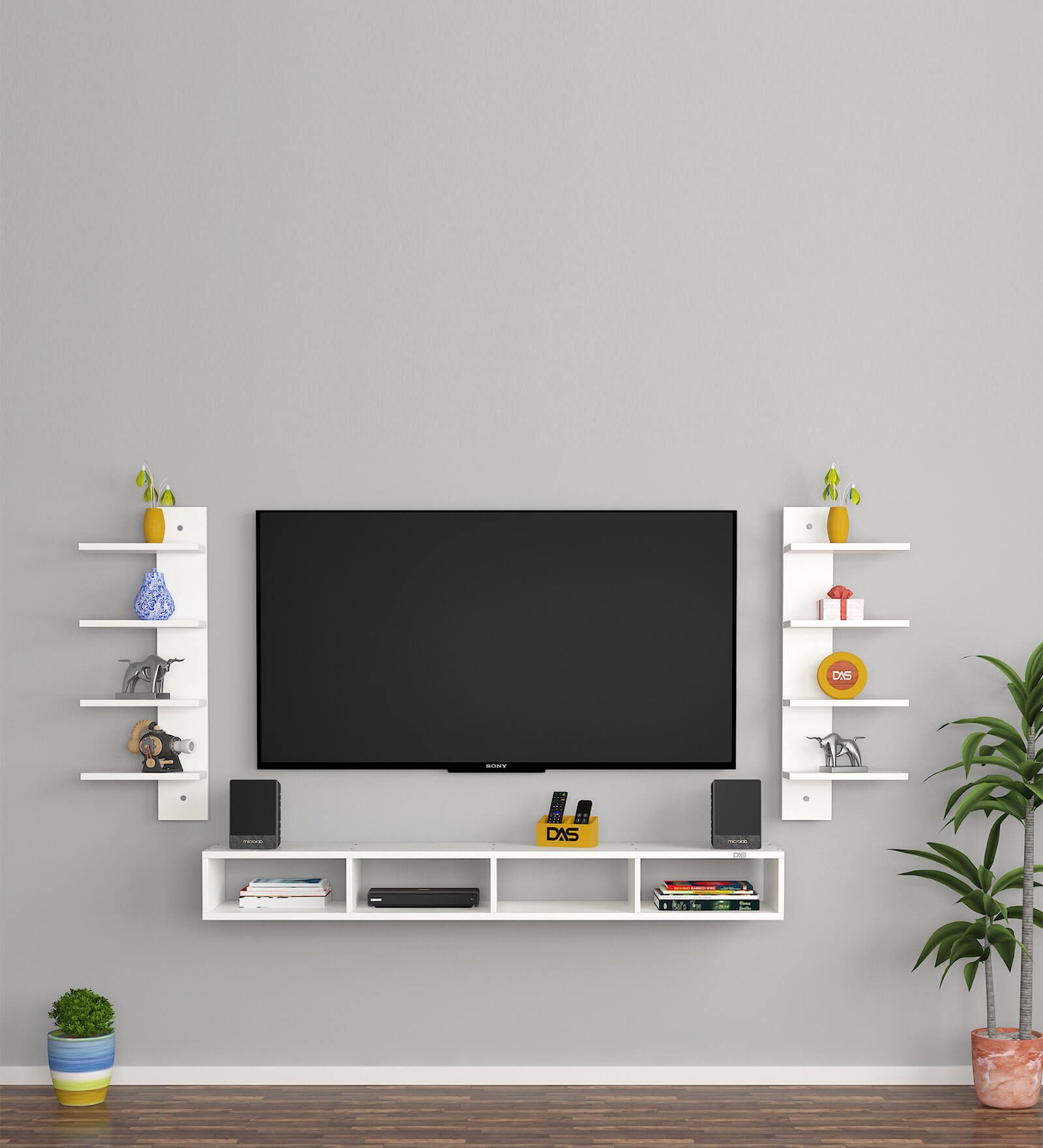 Buy Harries Wall Mount TV Unit in Frosty White Finish For Up To 55\ at ...