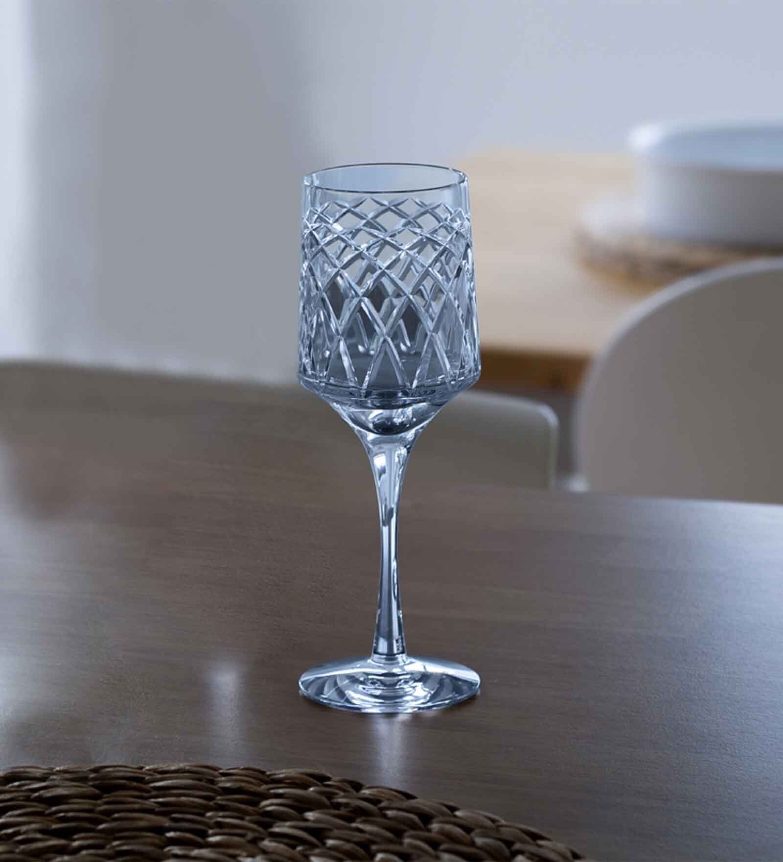 Buy Royal Brierley Glassware Collection Blue 220 Ml Crystal Glass Wine ...