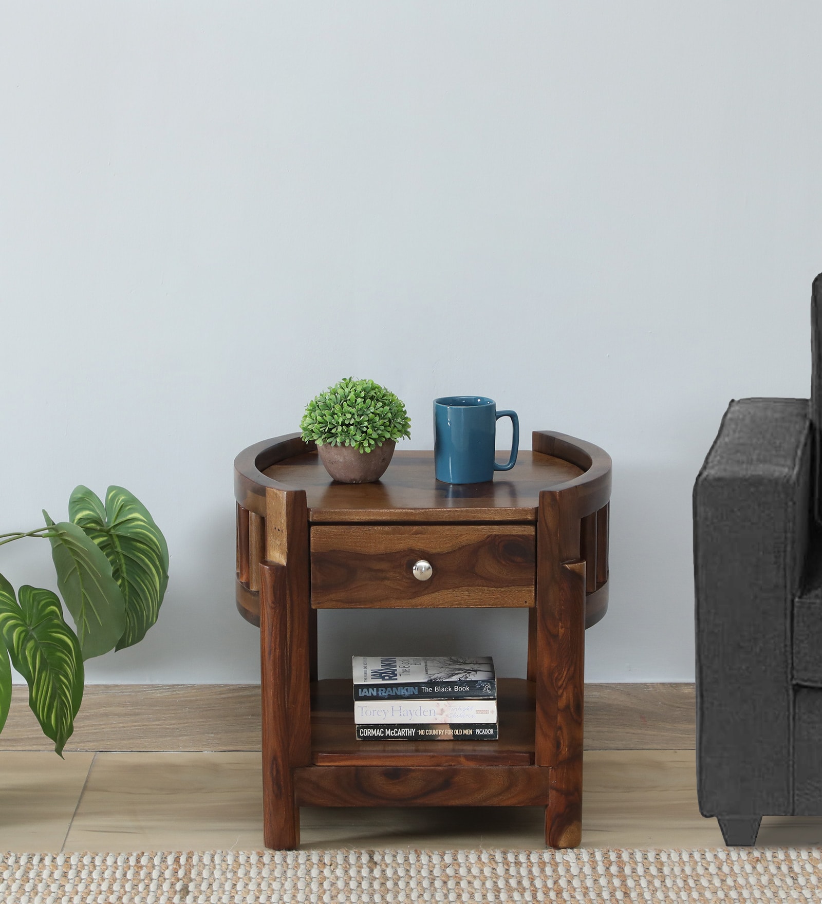 Buy Haslev Sheesham Wood Bed Side Table In Scratch Resistant Provincial ...