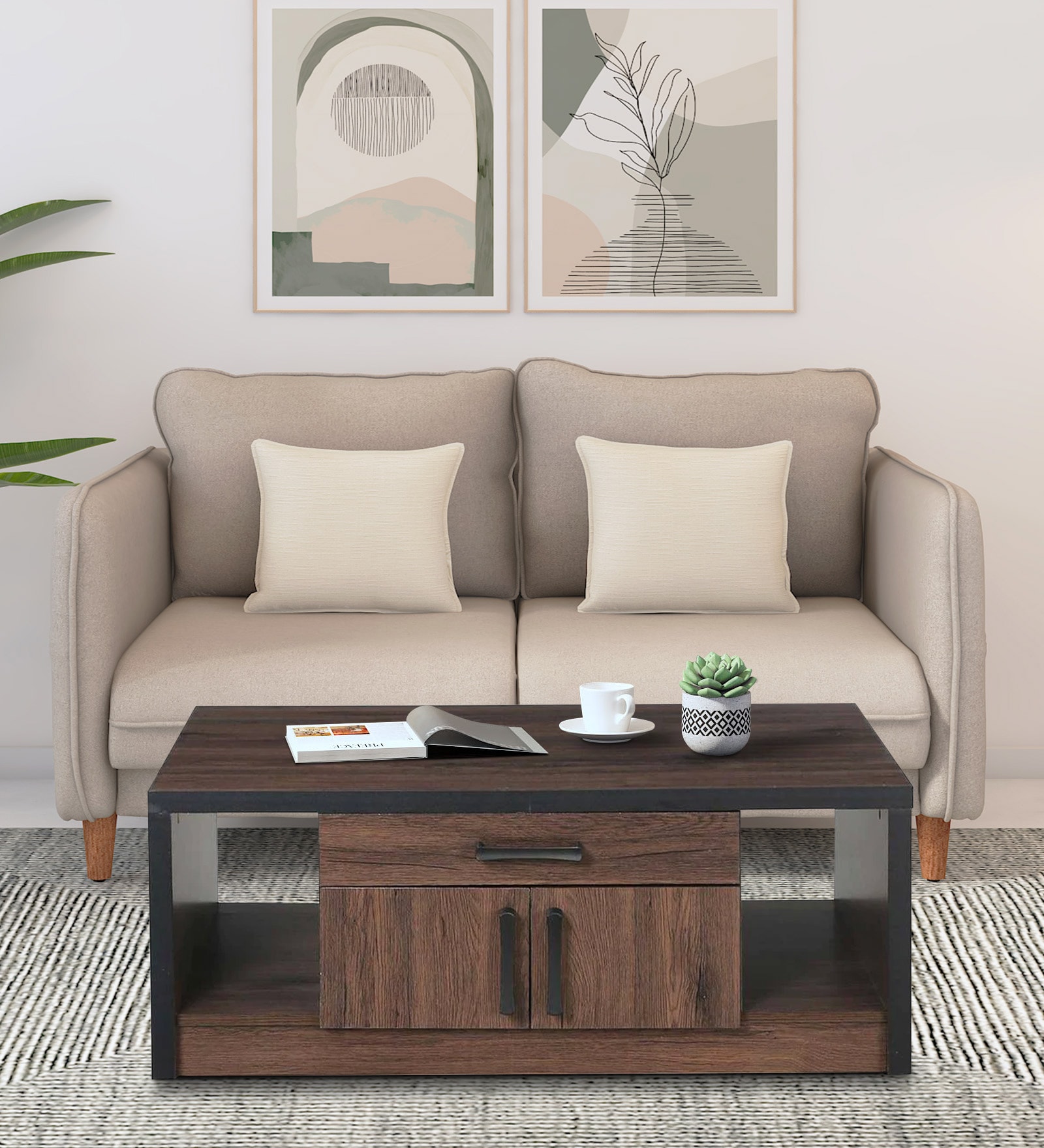 Buy Hayami Coffee Table in Brown Oak Finish with Drawer at 36% OFF by ...
