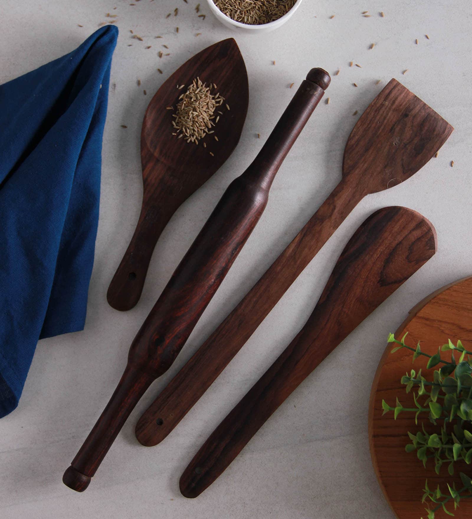 Buy Hazel Wood Kitchen Tool Set - Set of 4 at 45% OFF by Hazel | Pepperfry