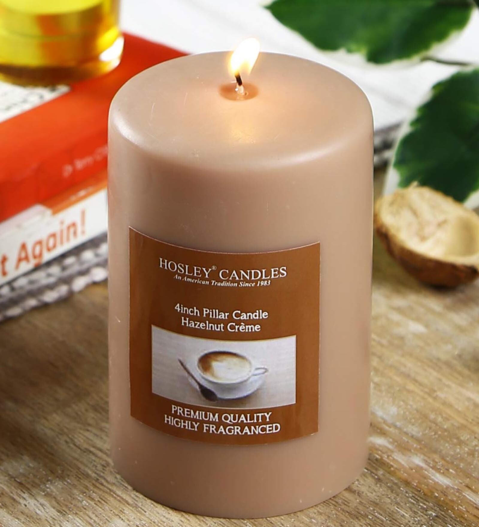Buy Hazelnut Brown Wax Scented Pillar Candle at 8% OFF by Hosley ...