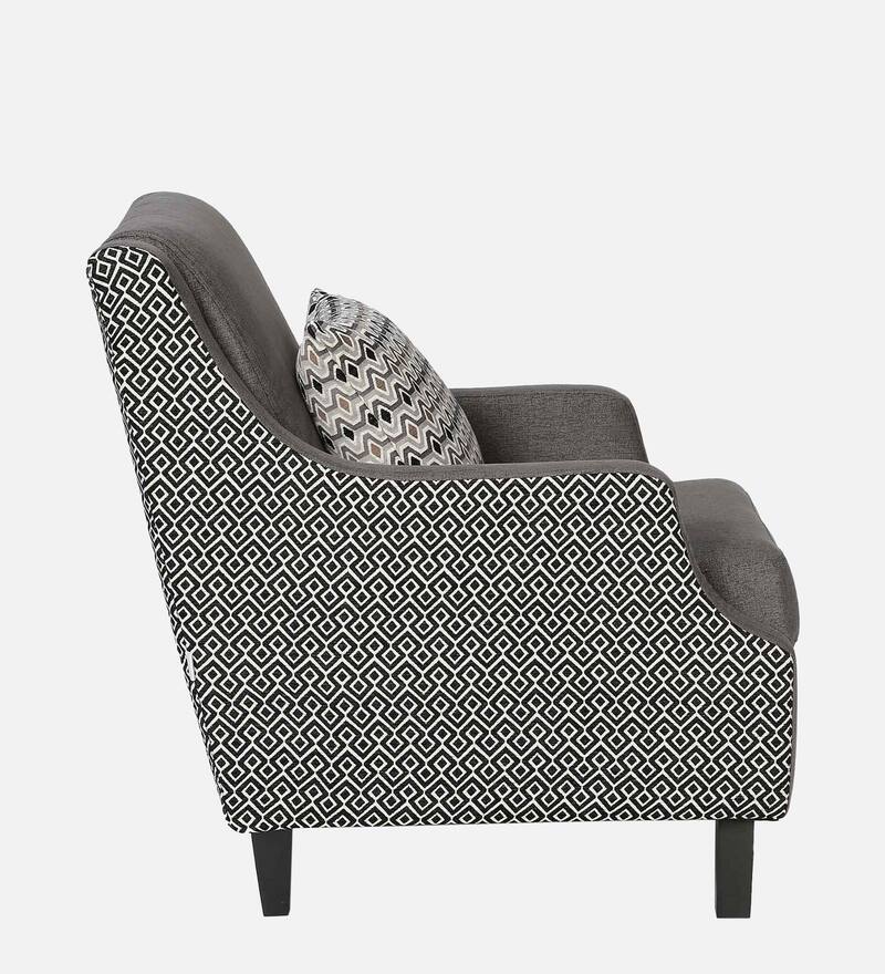 Buy Milano Fabric 1 Seater Sofa In Geometric Black Colour By Woodsworth ...