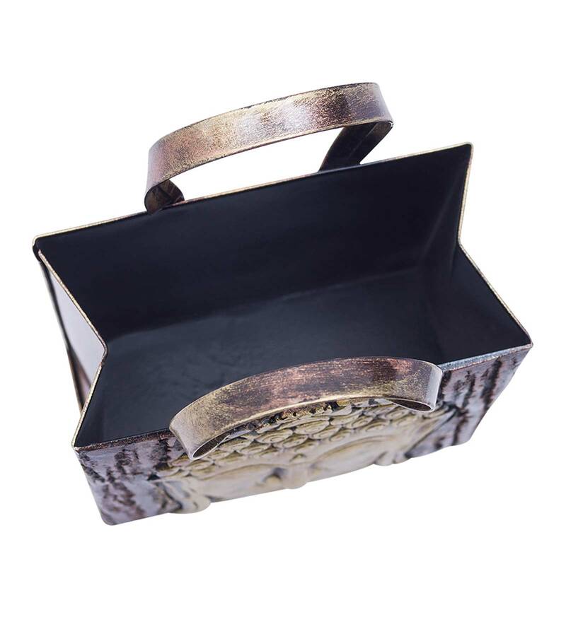 Buy Hand Painted & Handcrafted Showpiece Brown Metal Magazine Organizer ...