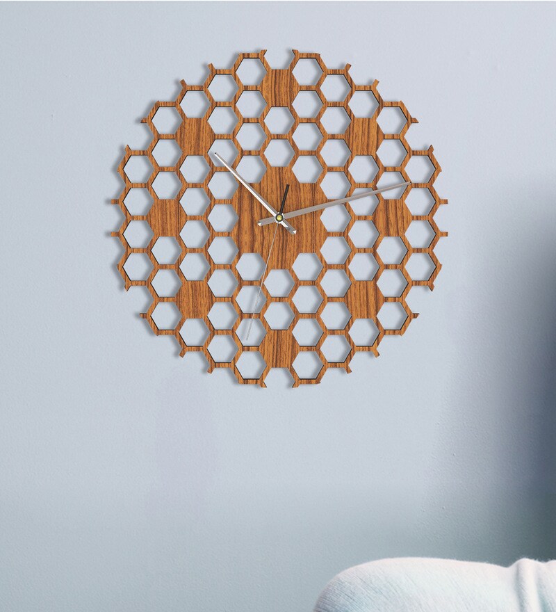 Buy Handcrafted Brown Colour MDF Wall Clock by Planet Decor Online ...