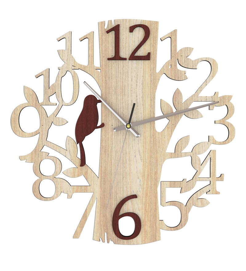 Buy Handcrafted Brown Colour MDF Wall Clock by Planet Decor Online ...