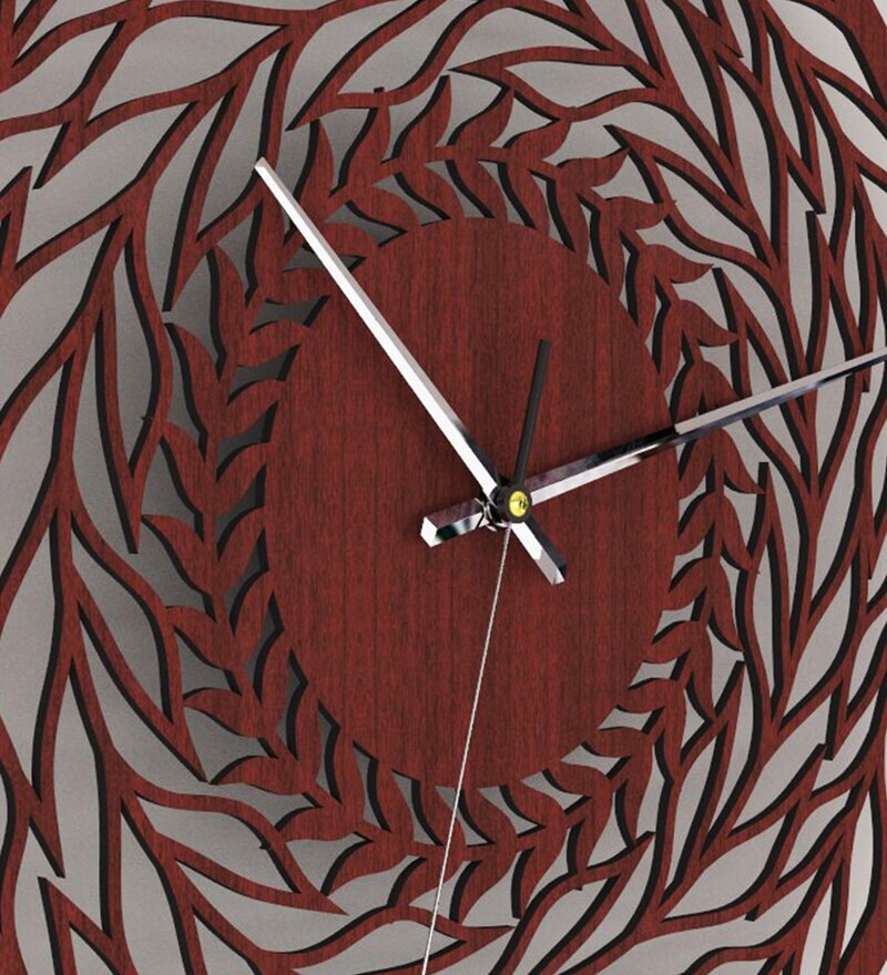 Buy Handcrafted Brown Colour MDF Wall Clock by Planet Decor Online ...