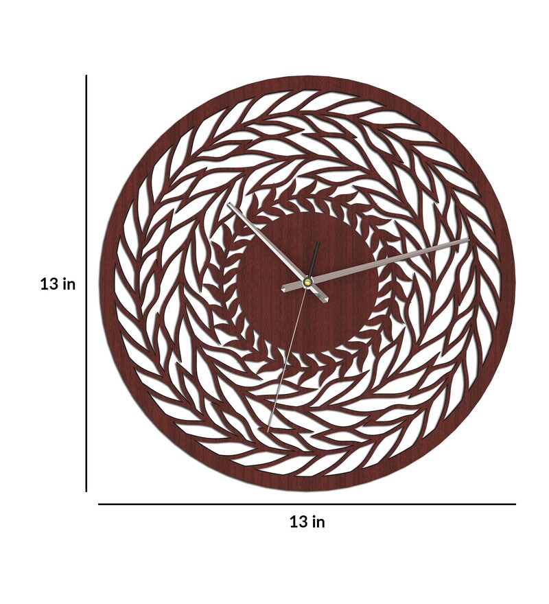 Buy Handcrafted Brown Colour MDF Wall Clock by Planet Decor Online ...