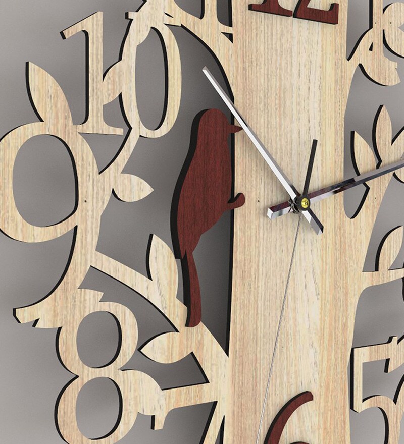 Buy Handcrafted Brown Colour MDF Wall Clock by Planet Decor Online ...