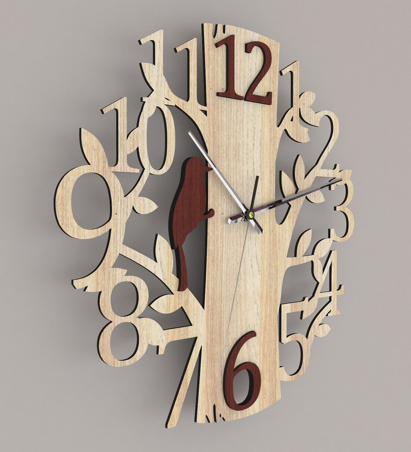 Buy Handcrafted Brown Colour MDF Wall Clock by Planet Decor Online ...