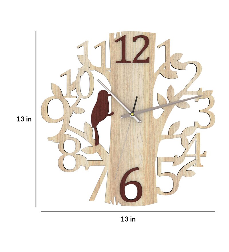 Buy Handcrafted Brown Colour MDF Wall Clock by Planet Decor Online ...