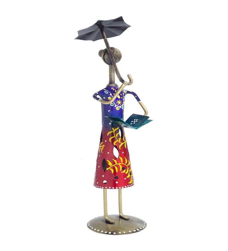 Buy Handcrafted Lady with Umbrella Multicolour Colour Wrought Iron ...