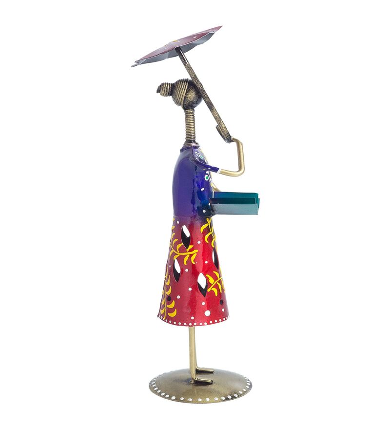 Buy Handcrafted Lady with Umbrella Multicolour Colour Wrought Iron ...