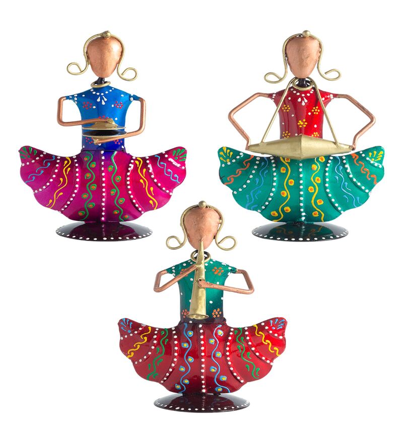 Buy Handcrafted Musicians Multicolour Colour Wrought Iron (Set of 3 ...
