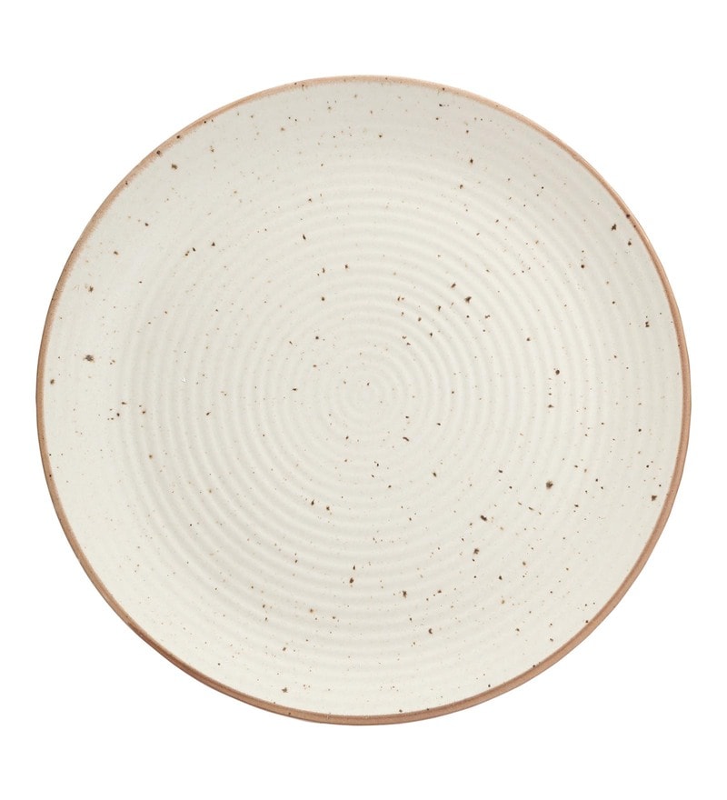 Buy Handcrafted Ribbed 10 Inch White Ceramic (Set of 6) Dinner Plate ...