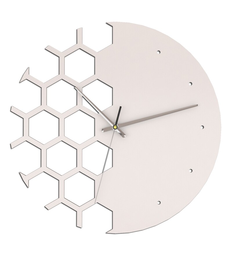 Buy Handcrafted White Colour MDF Wall Clock by Planet Decor Online ...
