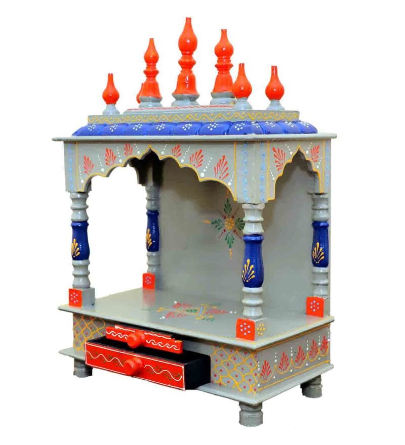 Buy Handmade Multicolour Mango Wood & MDF Pooja Mandir by Home Decor ...